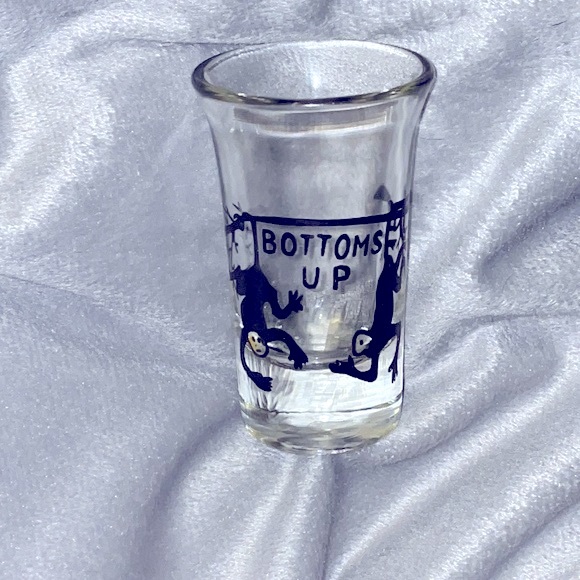 Other | Vintage Bottoms Up Tail Hanging Monkeys Humorous Glass Shot ...